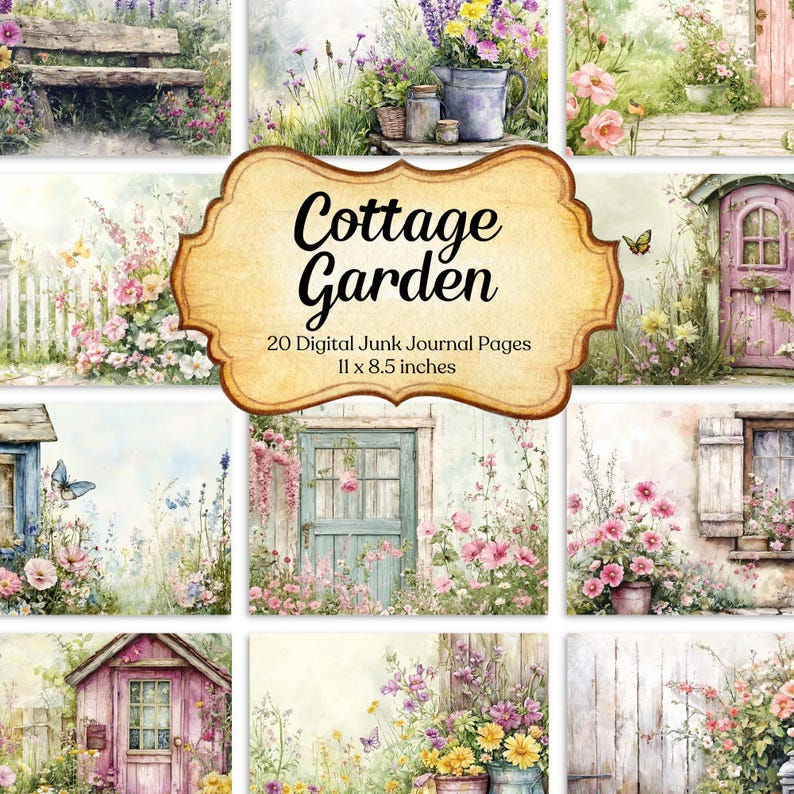Garden Cottage Junk Journal Kit - 20 Printable Vintage Floral Cottage ...