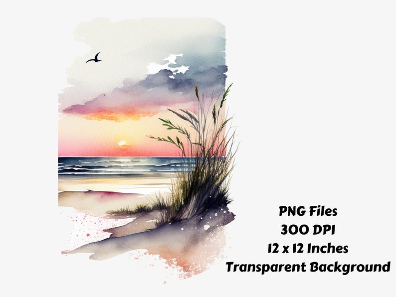 Watercolor Beach Sunset Clipart Bundle Beach Sunset Digital Images ...