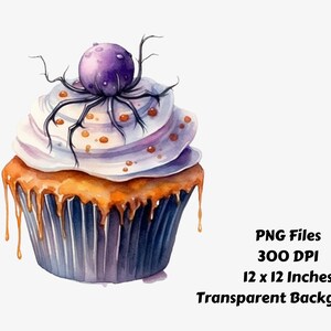 Watercolor Halloween Cupcake Clipart Bundle | Halloween Digital Images ...