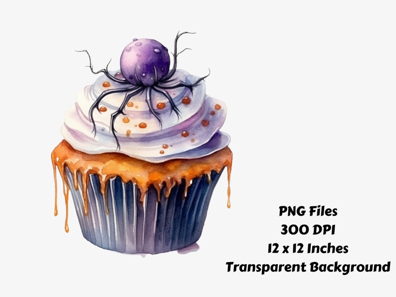Watercolor Halloween Cupcake Clipart Bundle Halloween - Etsy