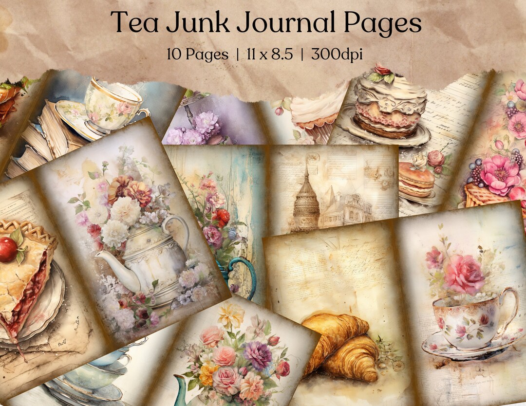 Tea Time Junk Journal Kit | Tea Party Collage Sheet | Victorian Picture ...