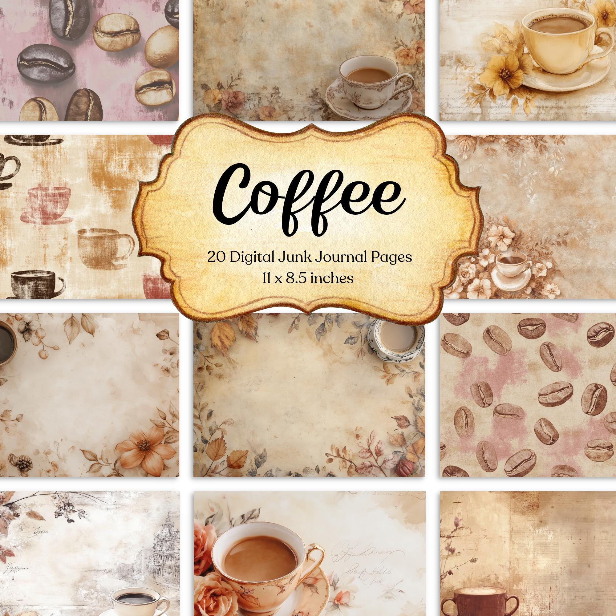 Vintage Coffee Junk Journal Page Bundle | Chocolate | Drink Printable ...