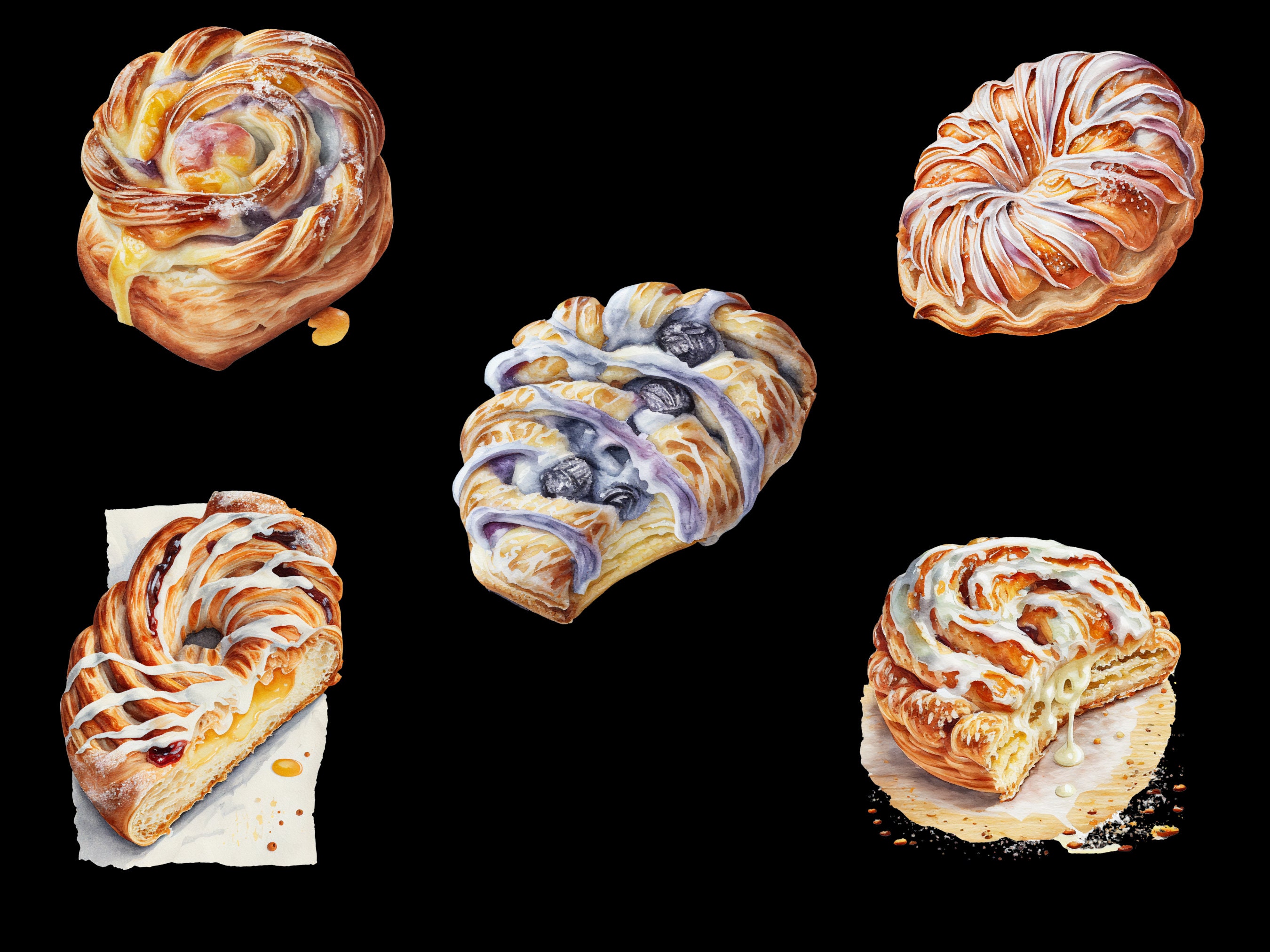 Watercolor Danish Pastry Clipart Bundle Danish Pastry Digital Images ... Watercolor Danish Pastry Clipart Bundle Danish Pastry Digital Images ...