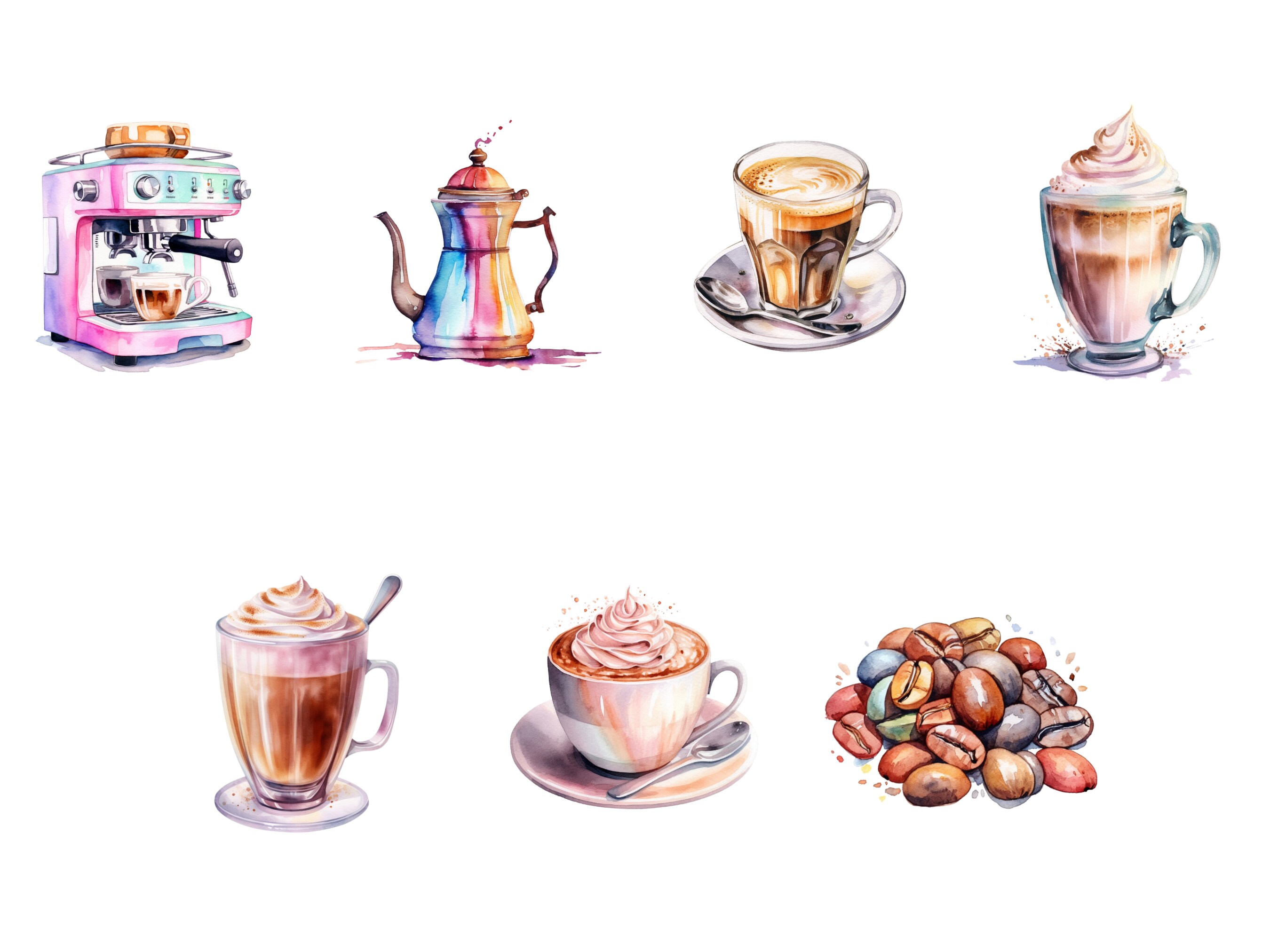 Watercolor Coffee Clipart Bundle Coffee Digital Images Watercolor ...