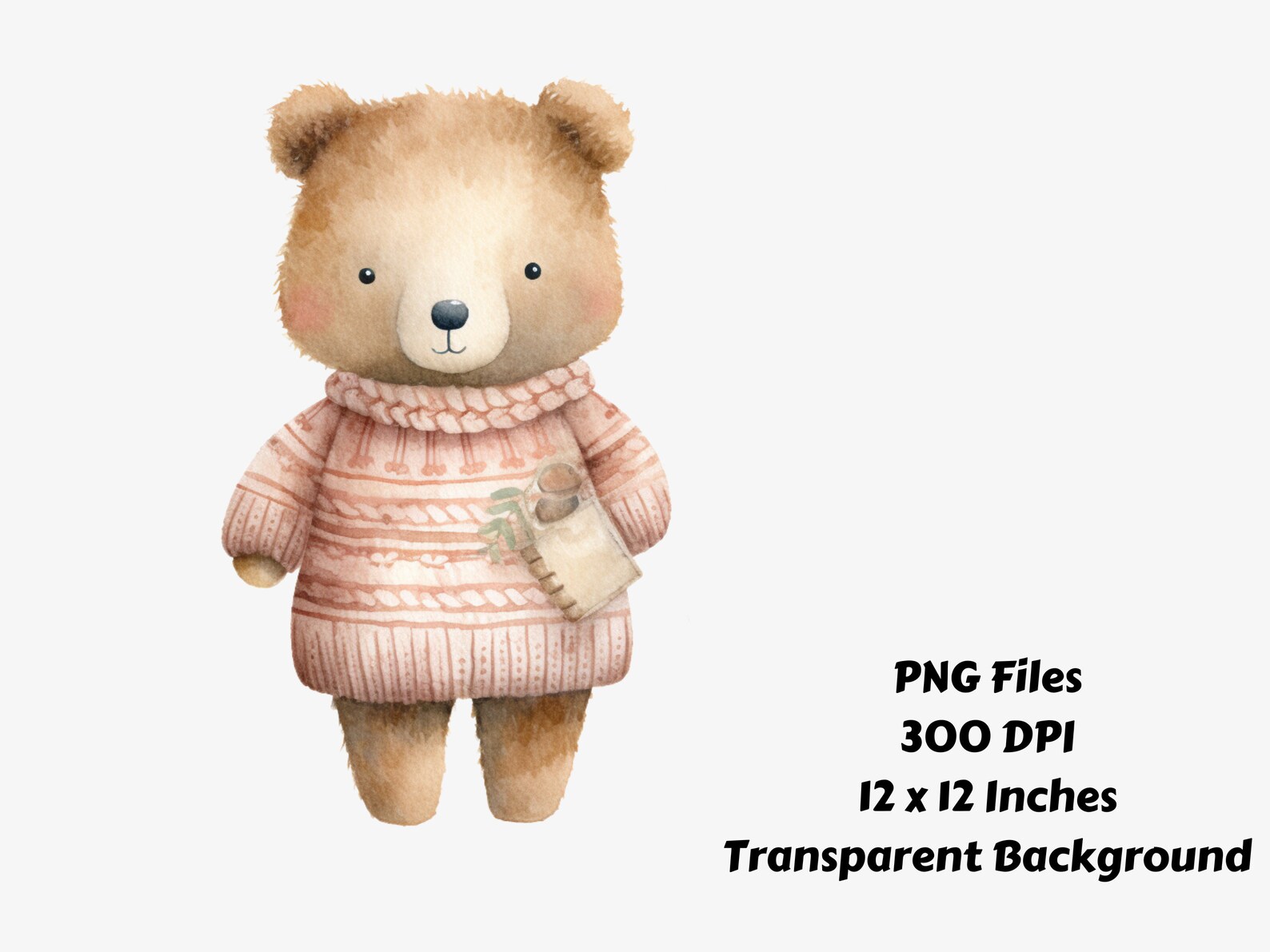 Watercolor Teddy Bear PNG Clipart Bundle Teddy Bear - Etsy