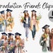 Watercolor Graduation Friends Clipart Bundle | Graduation Digital ...