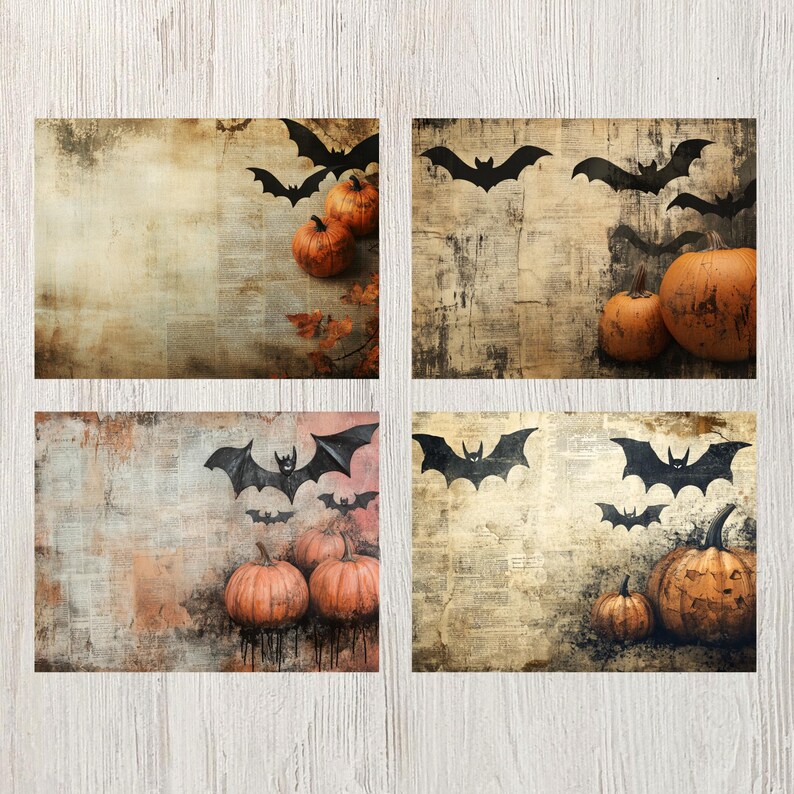 Halloween Junk Journal Pages Digital Scrapbook Paper Kit Spooky ...