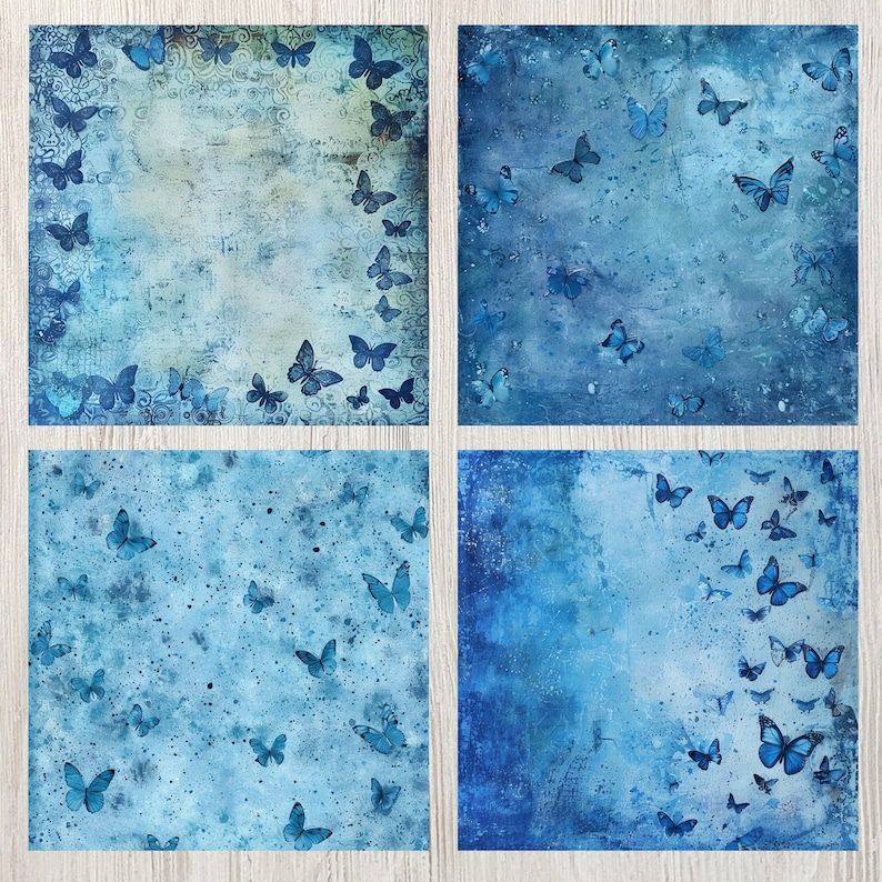 Blue Butterfly Printable Digital Paper Pack | Background | Card Making ...
