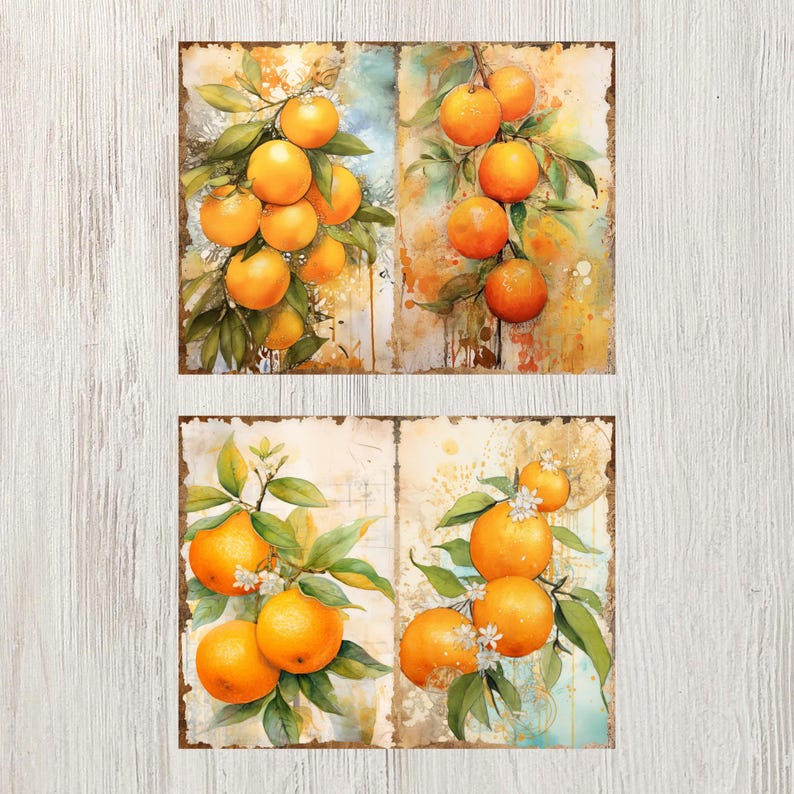 Oranges Junk Journal Pages Printable Vintage Paper Craft Paper for ...