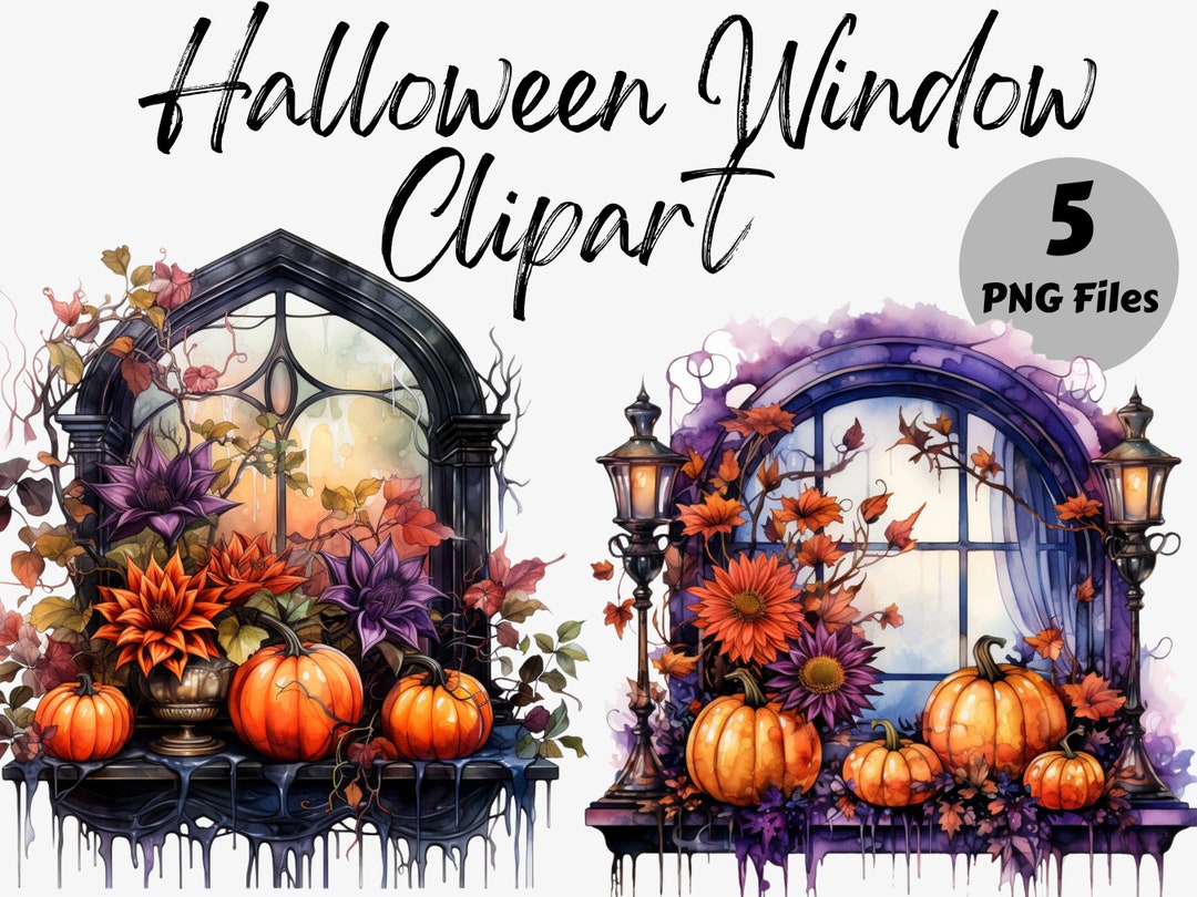 Watercolor Halloween Window PNG Clipart | Halloween PNG | Spooky PNG ...