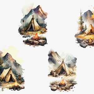 Watercolor Camping Clipart Bundle | Camping Digital Images | Camping ...