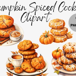Watercolor Pumpkin Spiced Cookies PNG Clipart Bundle | Halloween ...