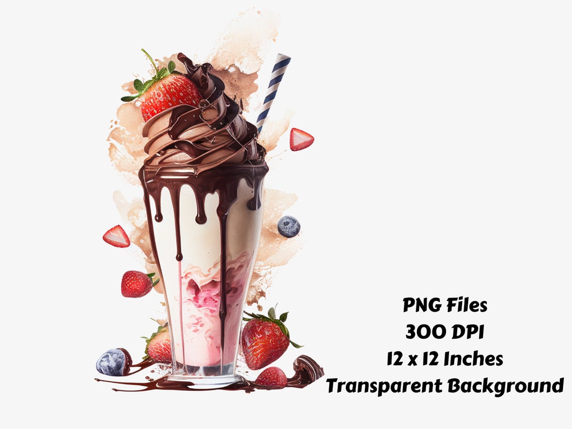 Watercolor Milkshake Clipart Bundle Milkshake Digital Images Milkshake ...