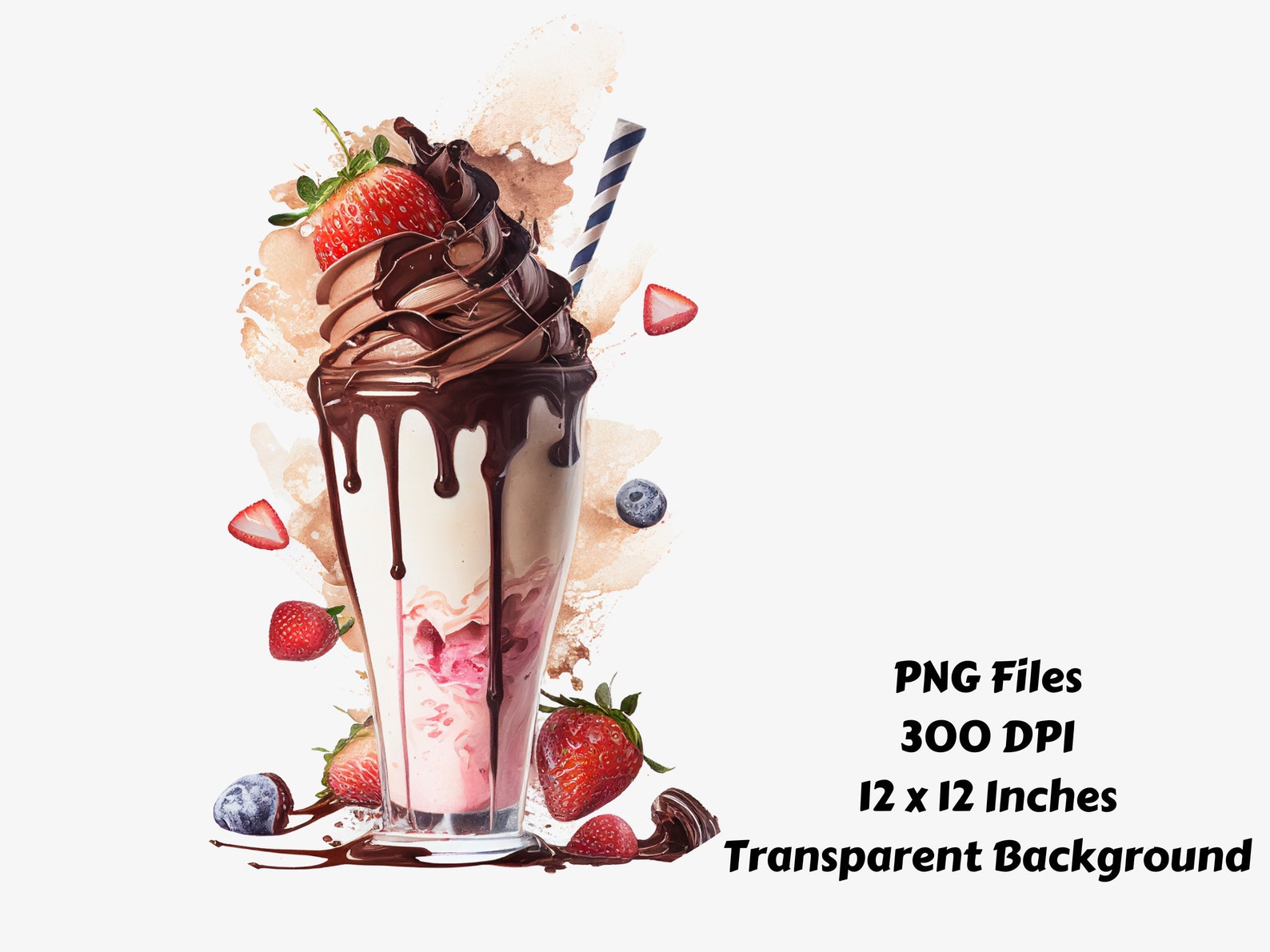 Watercolor Milkshake Clipart Bundle Milkshake Digital Images Milkshake ...