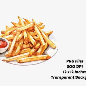 Watercolor French Fries Clipart Bundle | French Fries PNG | Fast Food ...