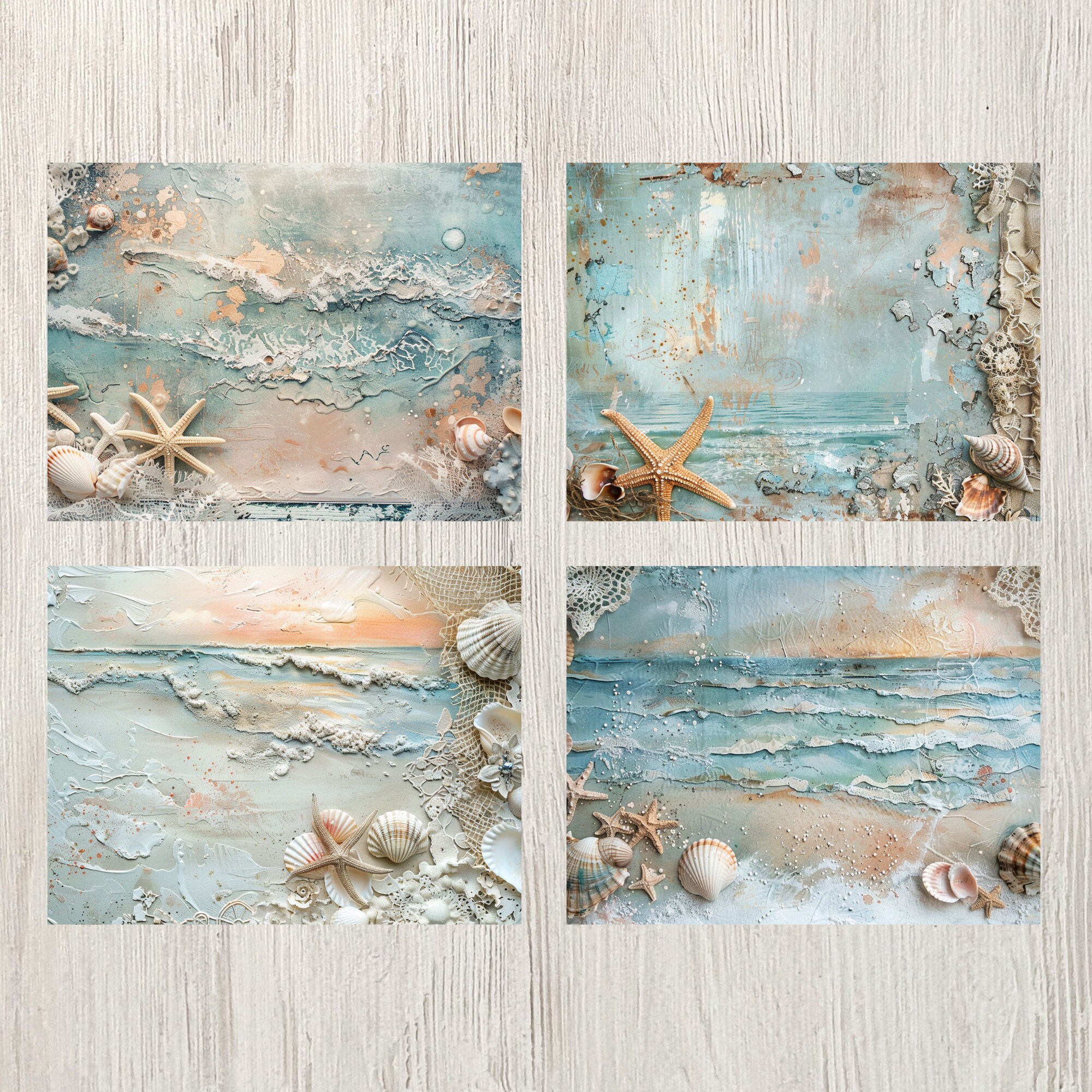 Coastal Junk Journal Page Beach Scrapbook Paper Printable Coastal ...