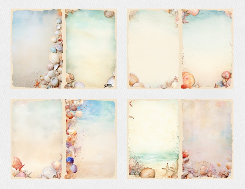 Seashell Junk Journal Pages | Digital Scrapbook Paper Kit | Ocean ...