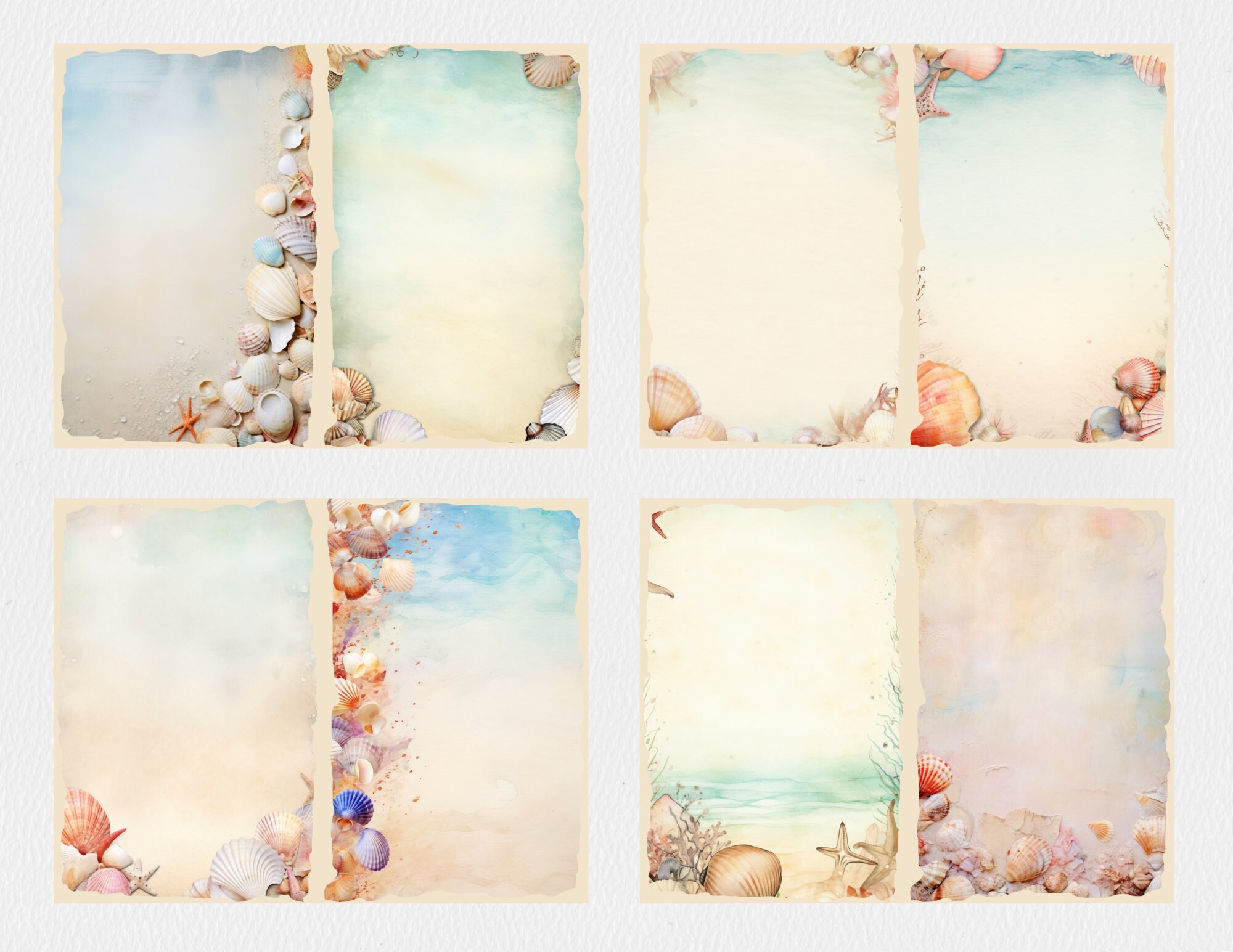 Seashell Junk Journal Pages | Digital Scrapbook Paper Kit | Ocean ...