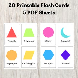 Shape Flash Cards, Preschool Printable, Montessori Flashcard, Teacher ...