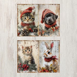 Christmas Pet Junk Journal Page Bundle Printable Cat Scrapbook Paper ...