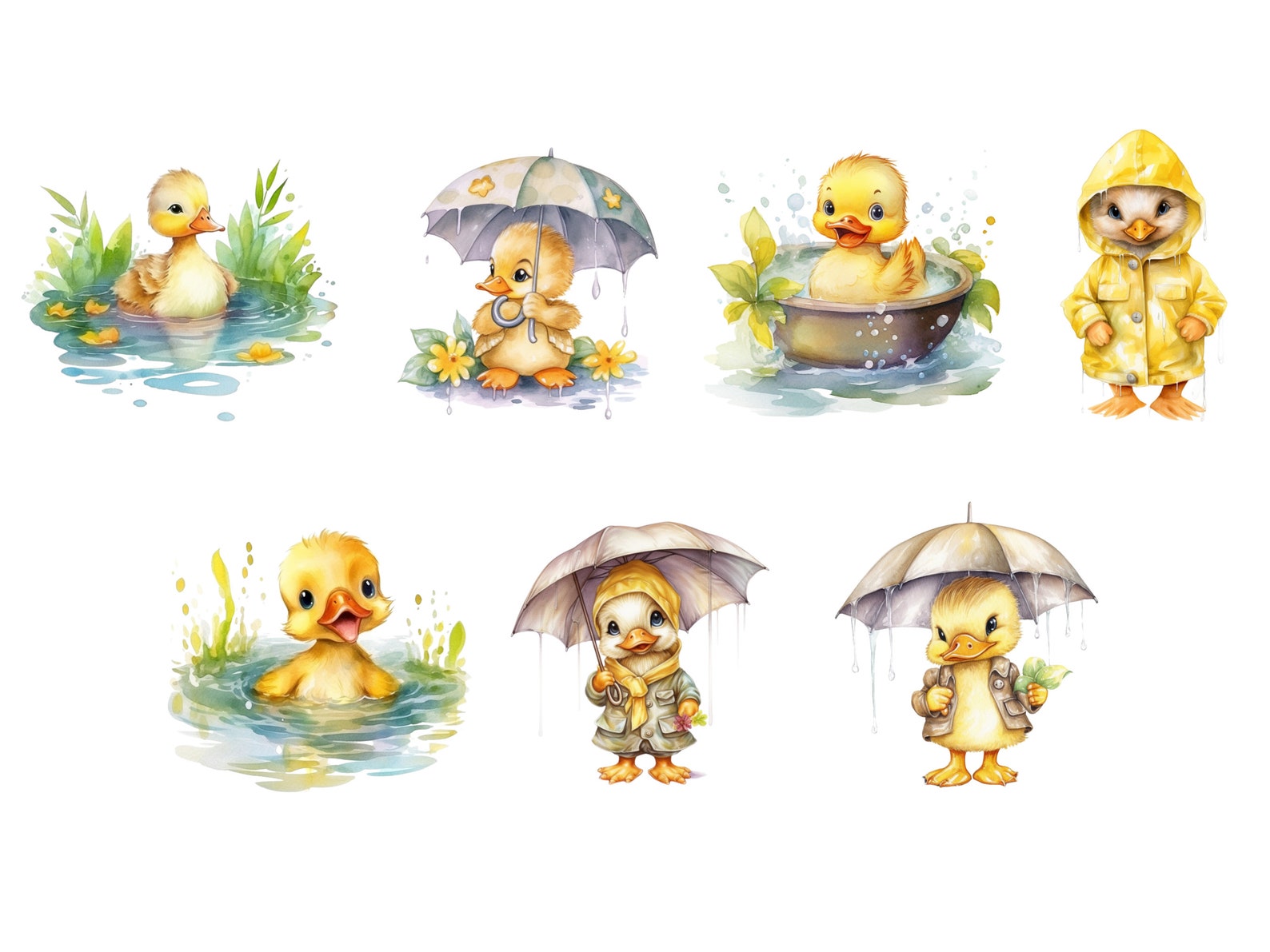 Watercolor Duckling Clipart Bundle | Duckling PNG | Duckling Digital ...