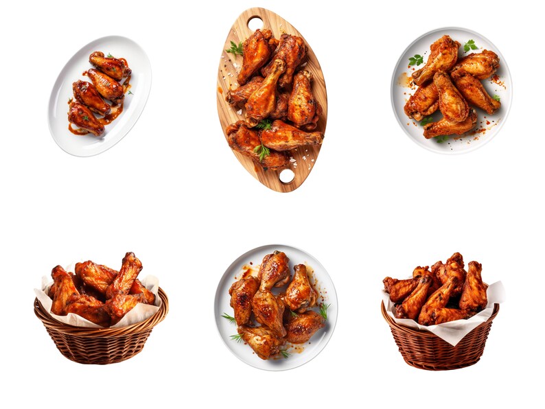 Watercolor Chicken Wings Clipart Bundle Chicken PNG Fast Food Digital ...