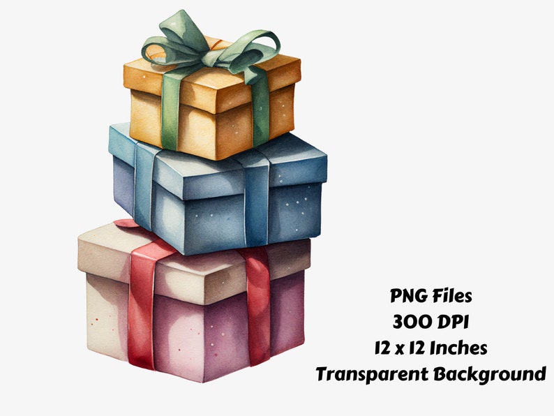 Watercolor Gift Boxes Clipart Bundle Gift Boxes Digital Images Gift ...