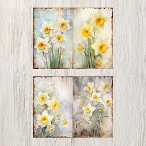 Daffodil Junk Journal Paper Flower Background Printable Floral Pages ...