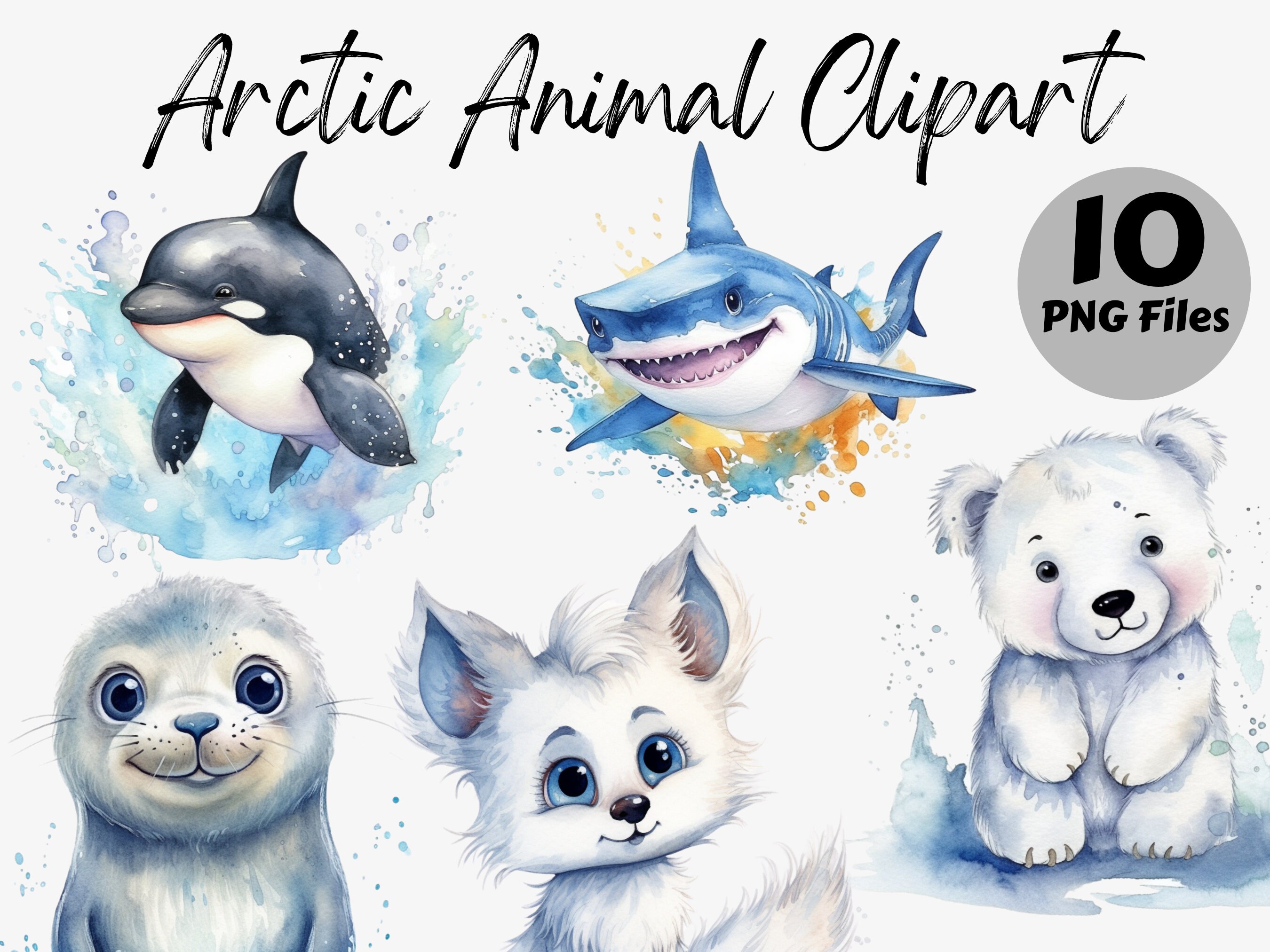 Watercolor Arctic Animals Clipart Bundle Arctic Animals Digital Images ...