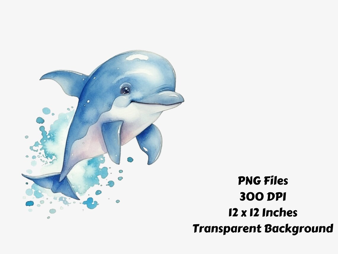Watercolor Dolphin Clipart Bundle Dolphin Digital Images Dolphin PNG ...