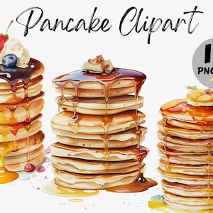 Watercolor Pancake Clipart Bundle | Pancake Digital Images | Pancake ...