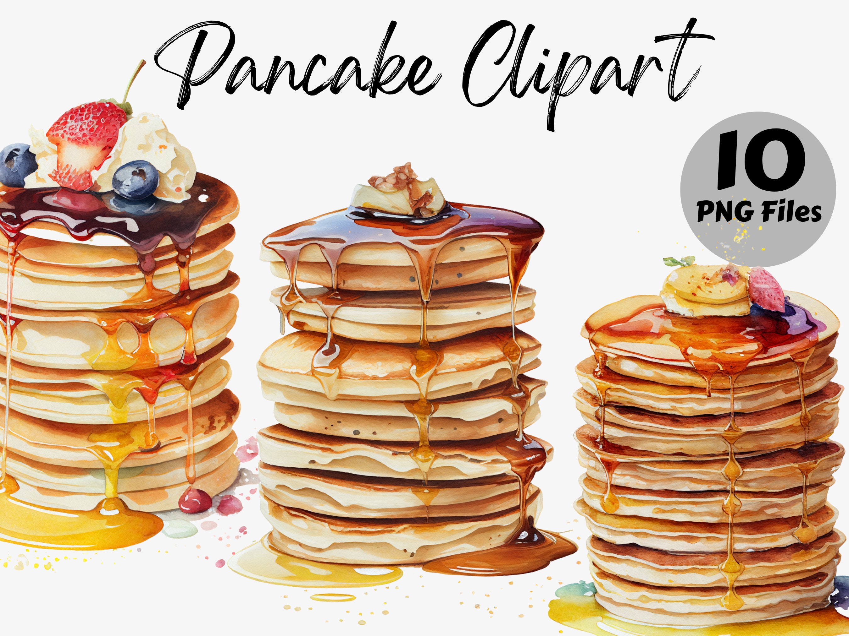 Watercolor Pancake Clipart Bundle Pancake Digital Images Pancake ...