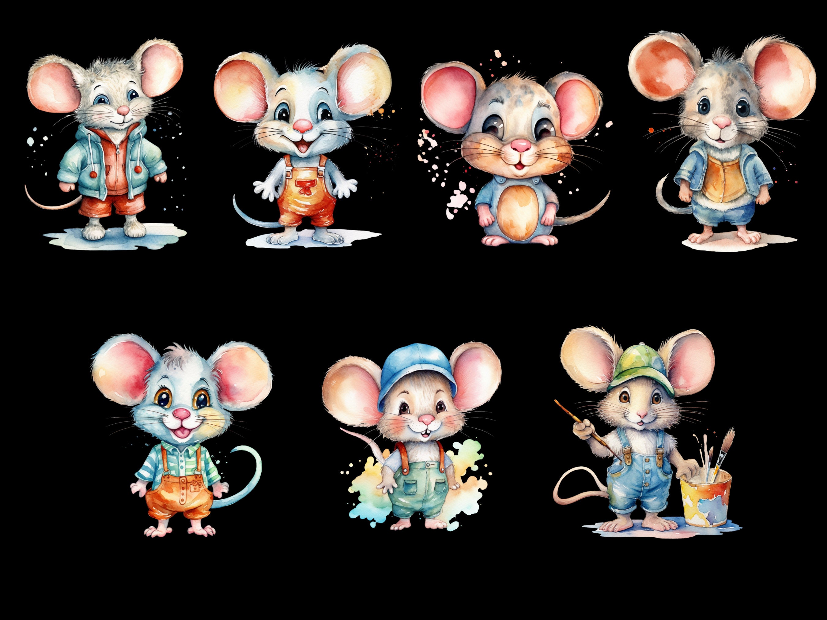 Watercolor Mouse Clipart Bundle | Mouse Digital Images | Mouse PNG ...