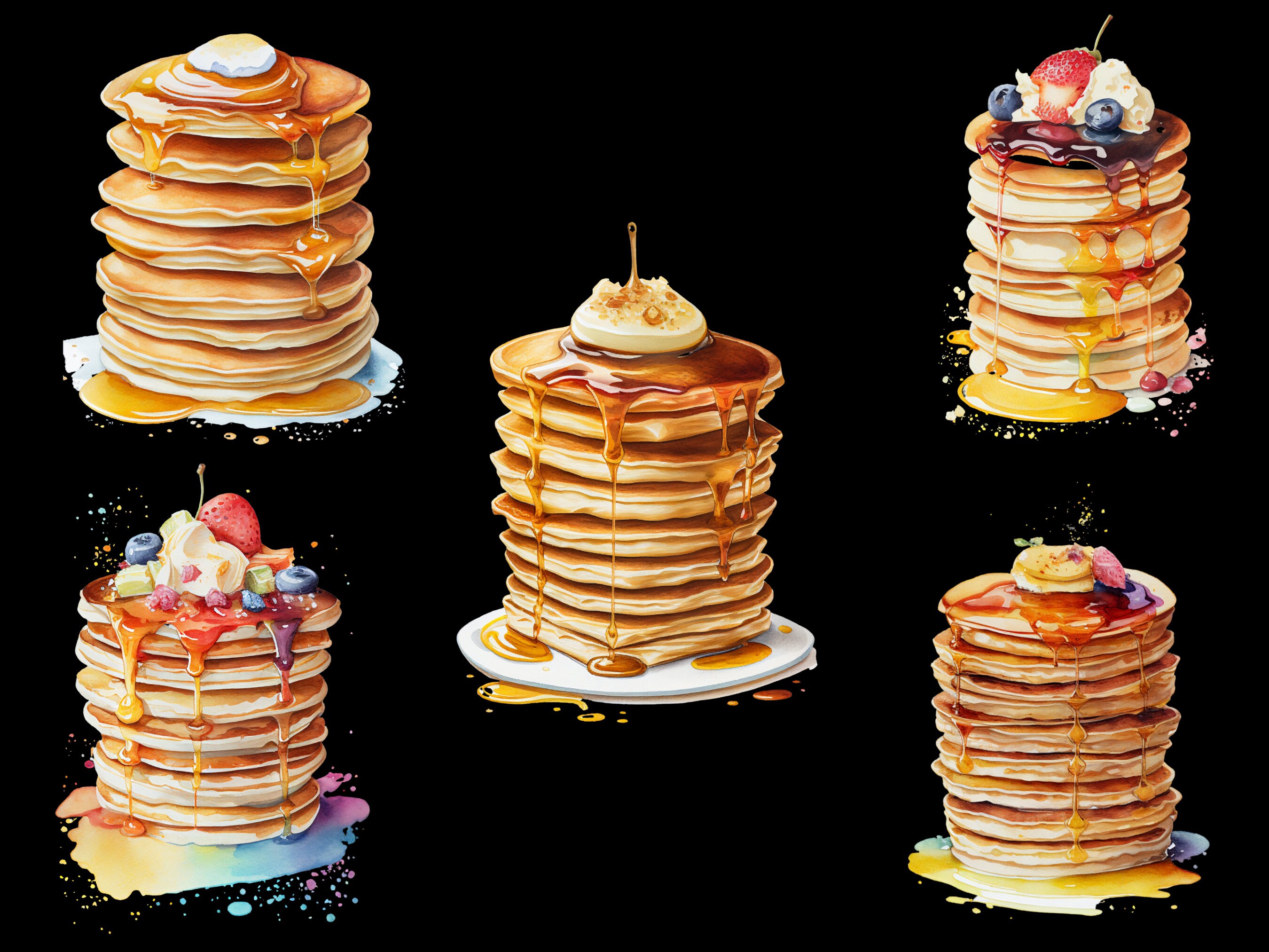 Watercolor Pancake Clipart Bundle Pancake Digital Images Pancake ...