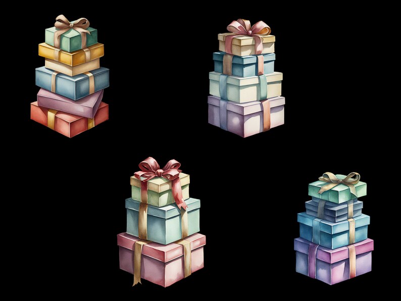 Watercolor Gift Boxes Clipart Bundle Gift Boxes Digital Images Gift ...