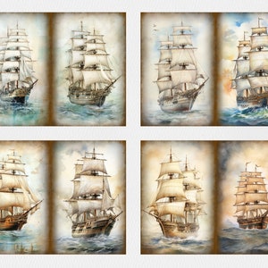 Vintage Ship Junk Journal Pages Digital Ocean Scrapbook Supplies ...