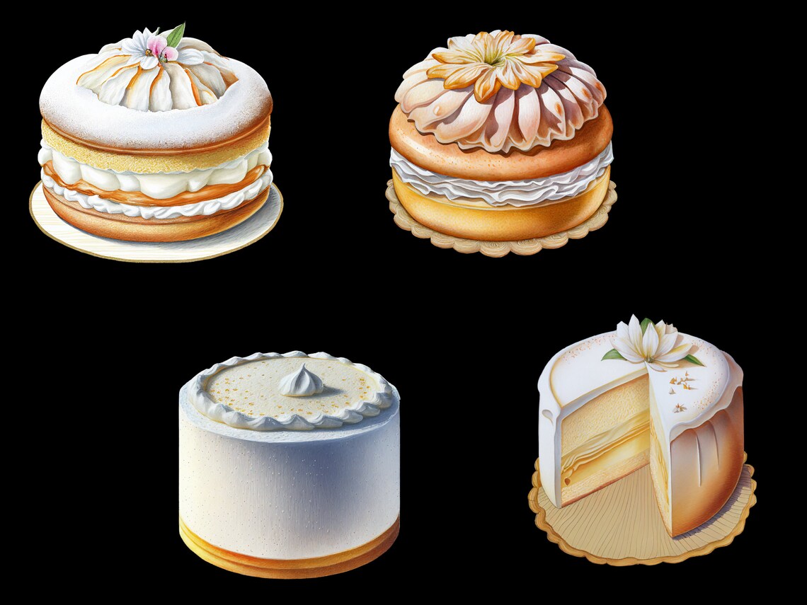 Watercolor Vanilla Cake Clipart Bundle Vanilla Cake Digital Images ...