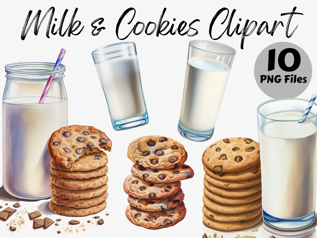 Watercolor Milk and Cookies Clipart Bundle | Milk and Cookies Digital ...