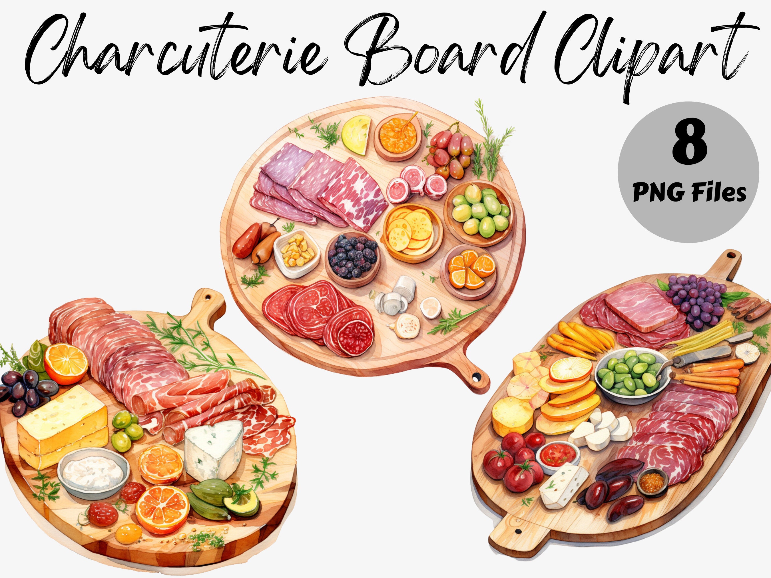 Watercolor Charcuterie Board Clipart Food PNG Charcuterie PNG ...