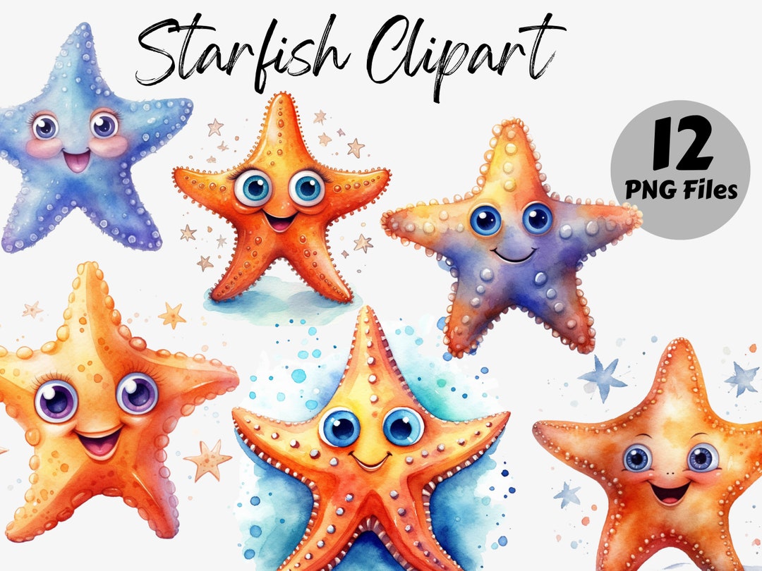 Watercolor Starfish Clipart Bundle | Starfish Digital Images | Starfish ...