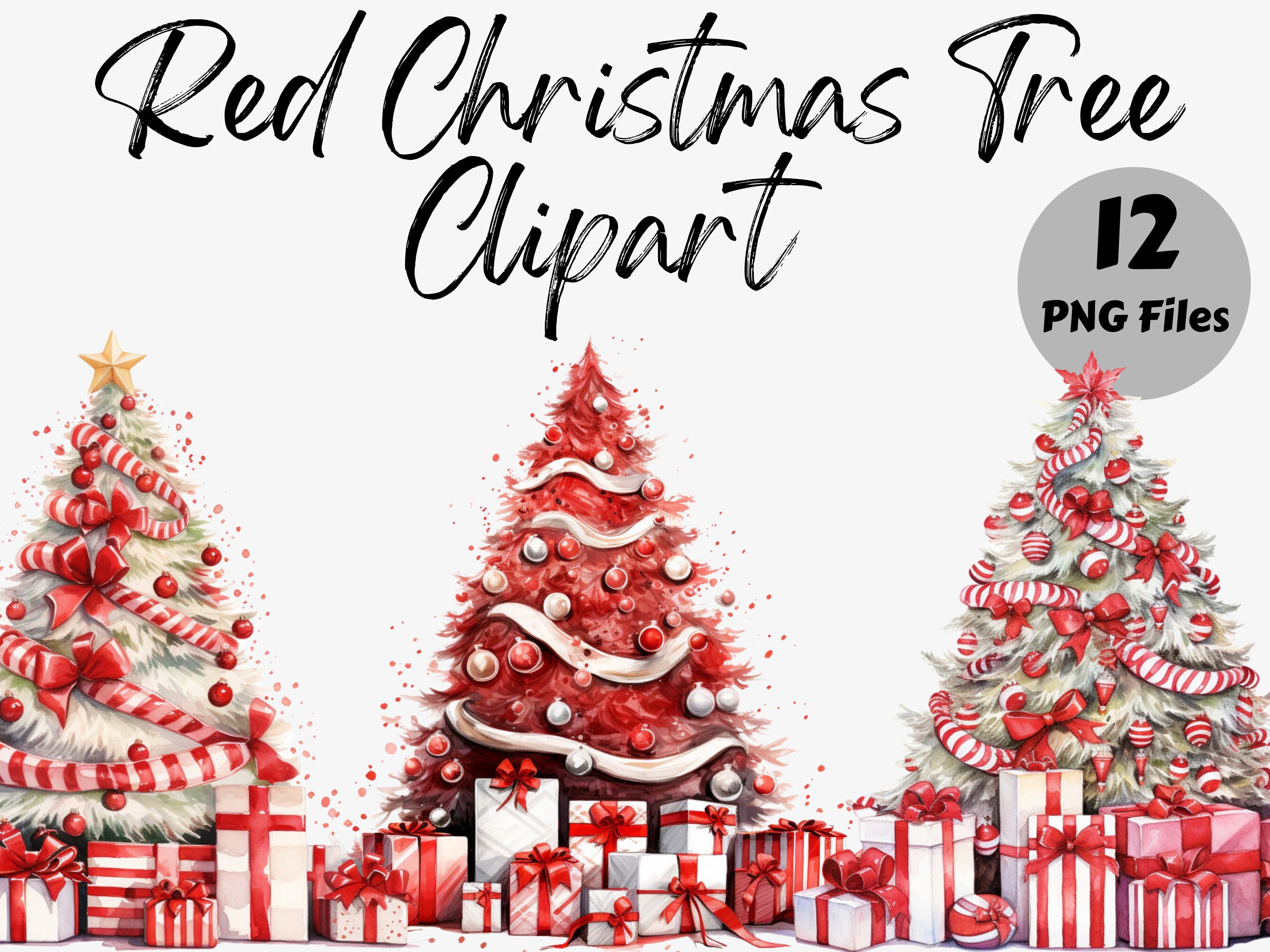 Watercolor Christmas Tree PNG Clipart Bundle Christmas Tree - Etsy