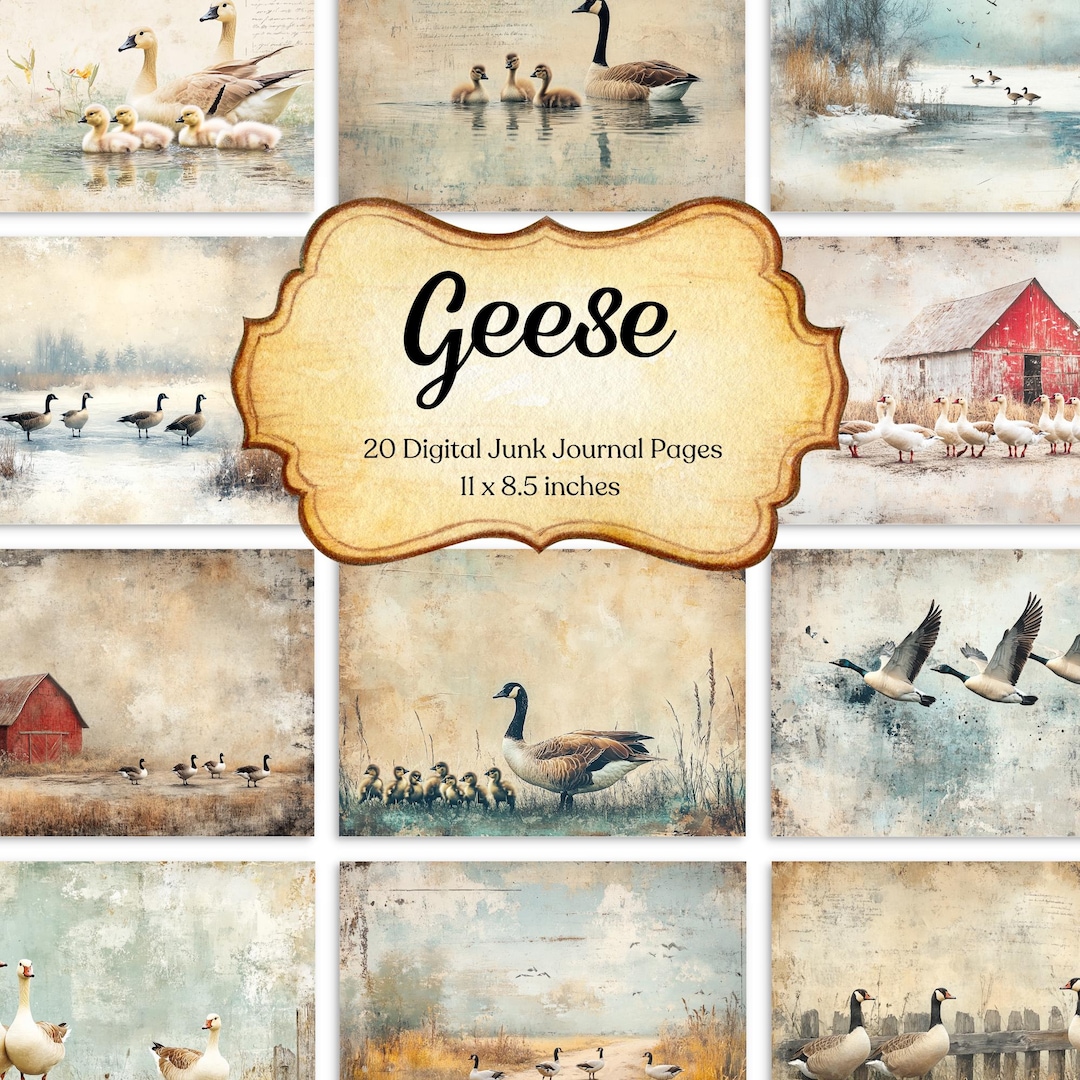Geese Junk Journal Papers Kit Animal Ephemera Printable Download Mixed ...