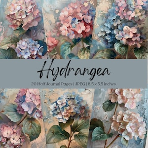 Hydrangea Half Junk Journal Papers | Floral Shabby Chic Printable ...