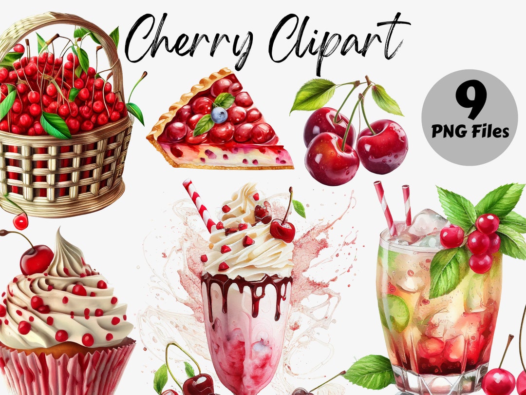 Watercolor Cherry Clipart Bundle | Cherry Digital Images | Cherry ...