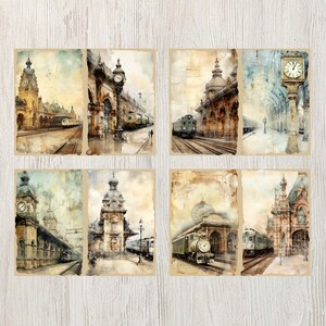 Vintage Train Junk Journal Pages | Digital Scrapbook Paper | Locomotive ...