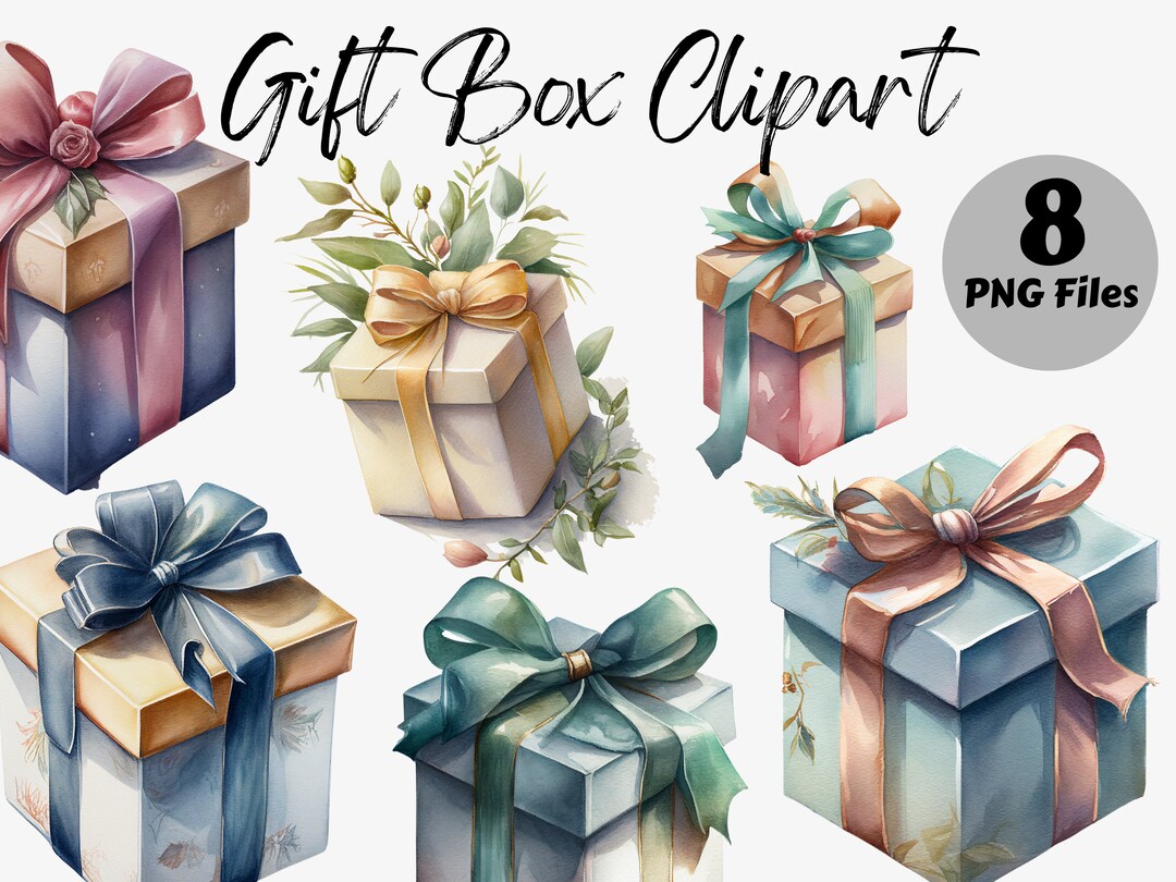 Watercolor Gift Box Clipart Bundle | Gift Box Digital Images | Gift Box ...