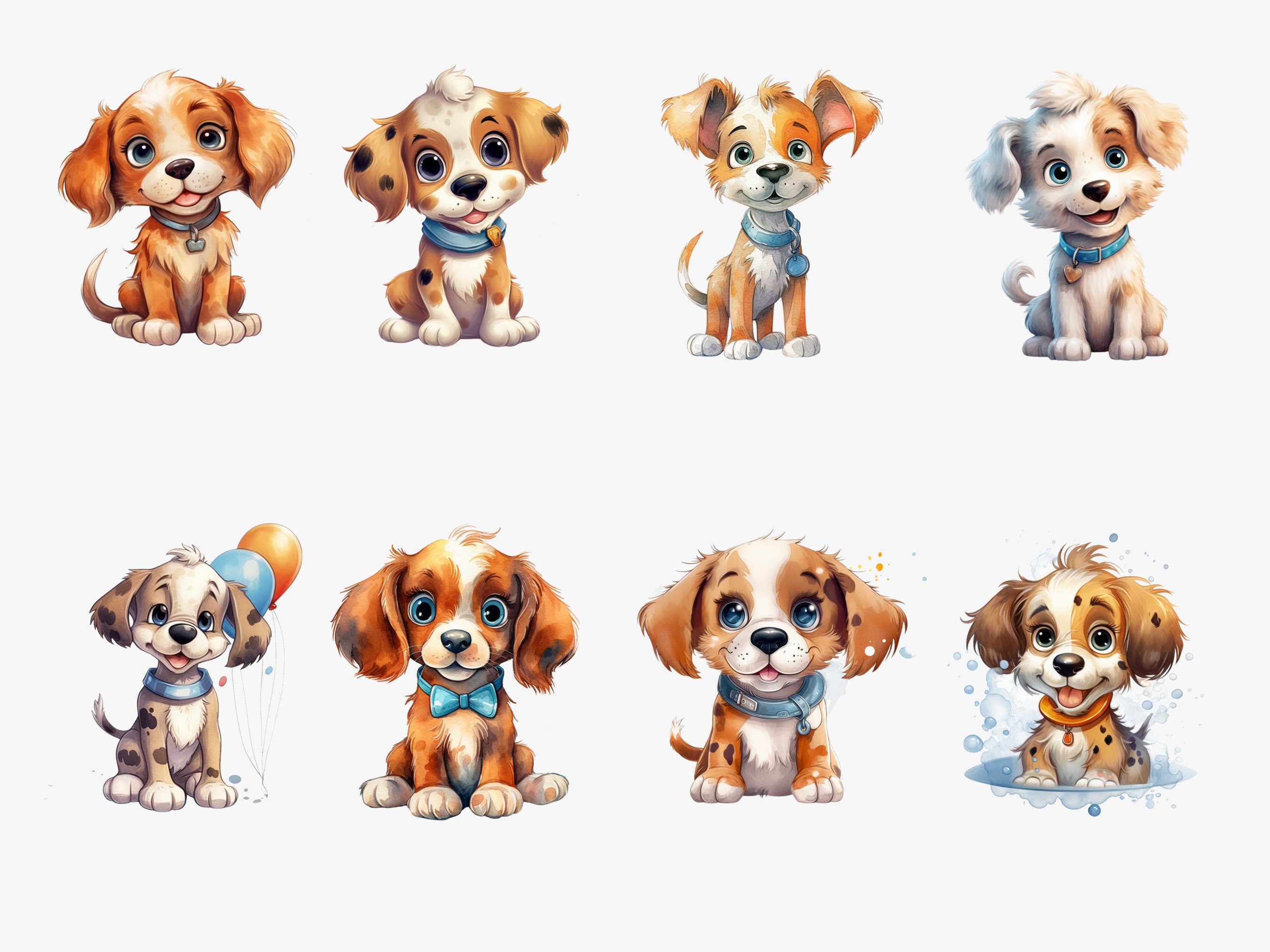 Watercolor Puppy Clipart Bundle Puppy PNG Baby Shower Graphics Puppy ...