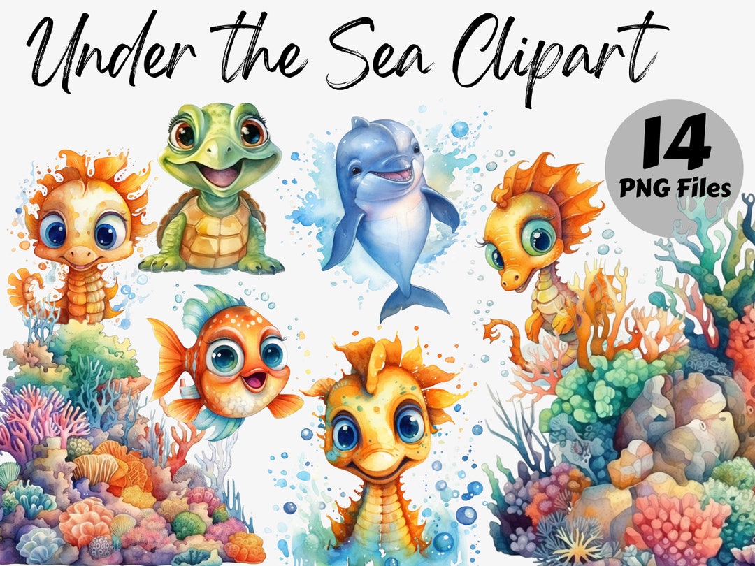 Watercolor Under the Sea Clipart Bundle | Animal PNG | Starfish PNG ...