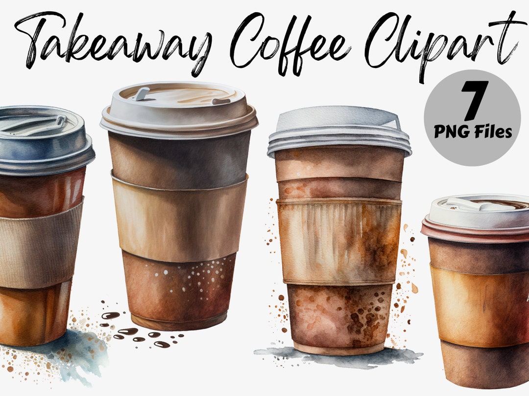 Watercolor Takeaway Coffee Clipart Bundle | Takeaway Coffee Digital ...