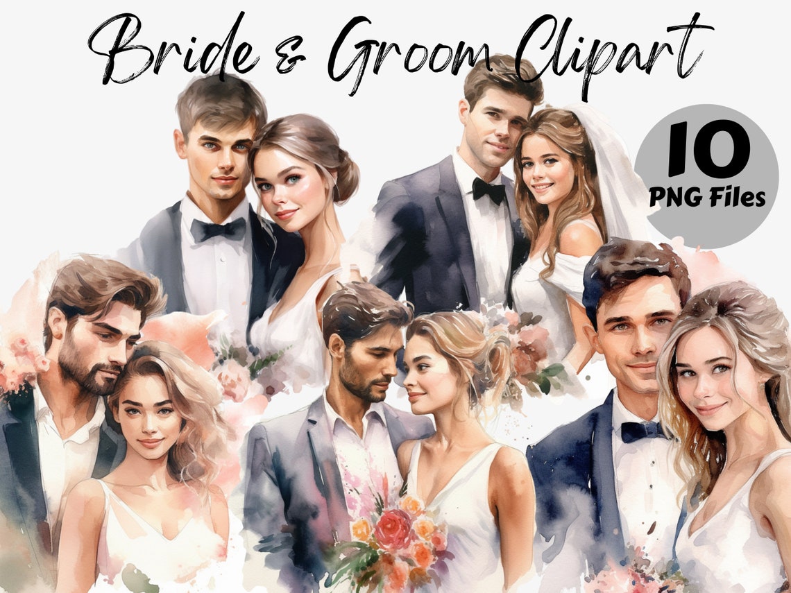 Bride and Groom Clipart Bundle Wedding Elements Bride and - Etsy